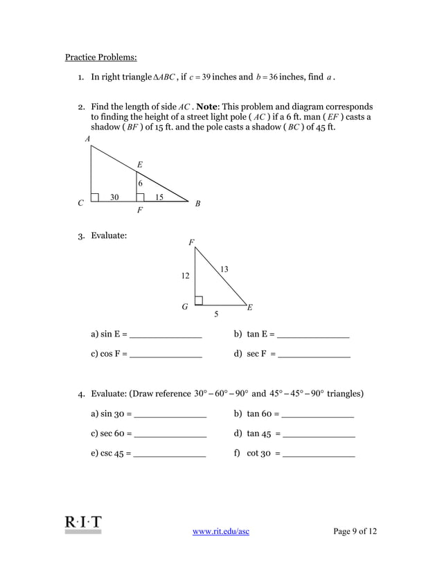 14 right angle trigonometry | PDF