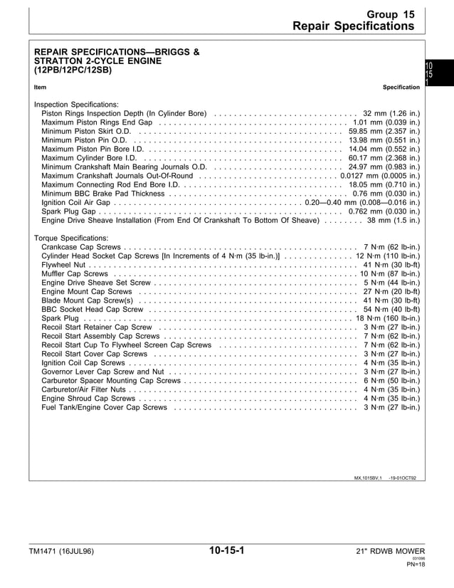 John Deere 14SB Walk Behind Mower Service Manual | PDF | Off-Road ...