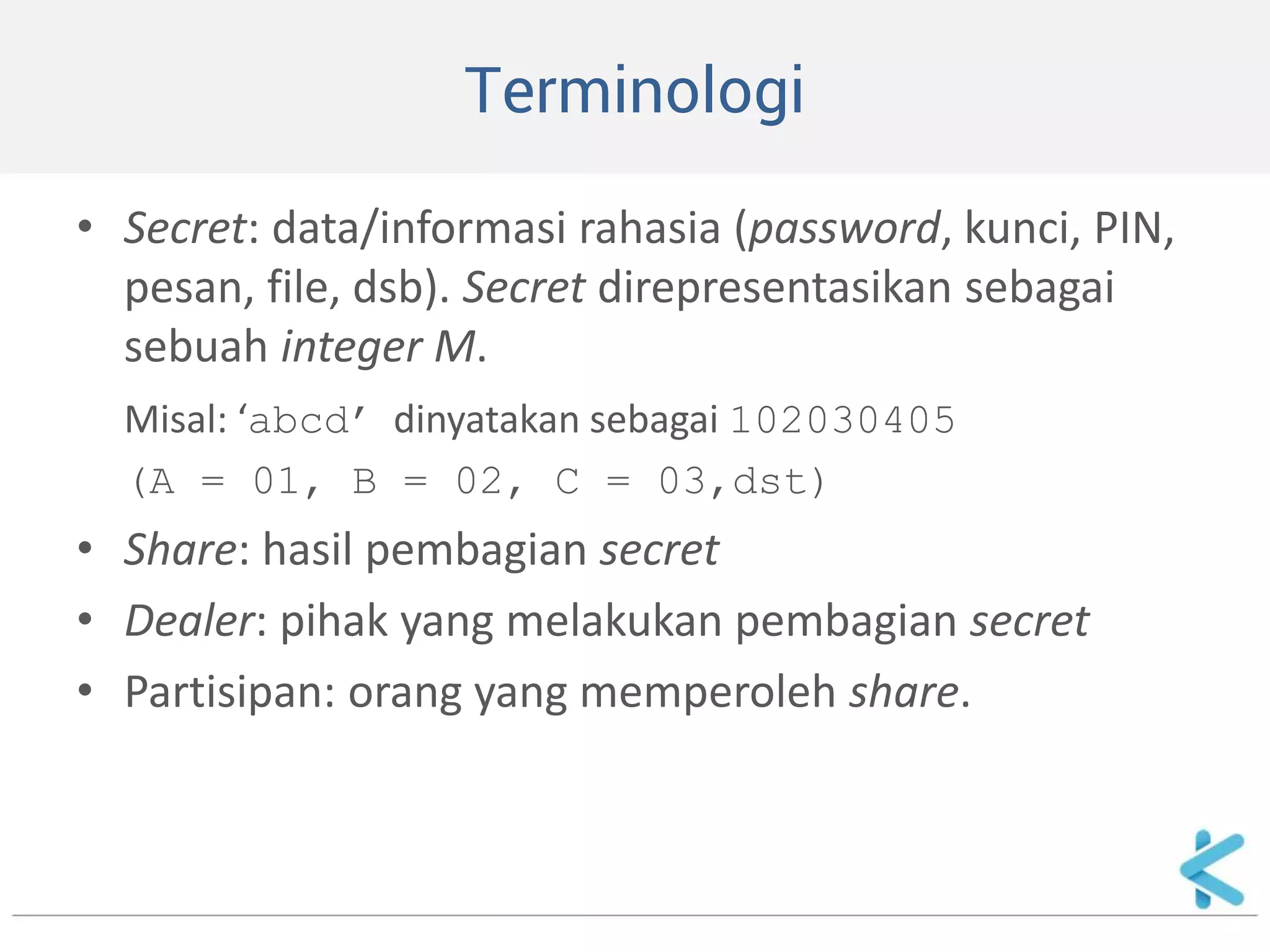 Kriptografi - Skema Pembagian Data Rahasia | PDF