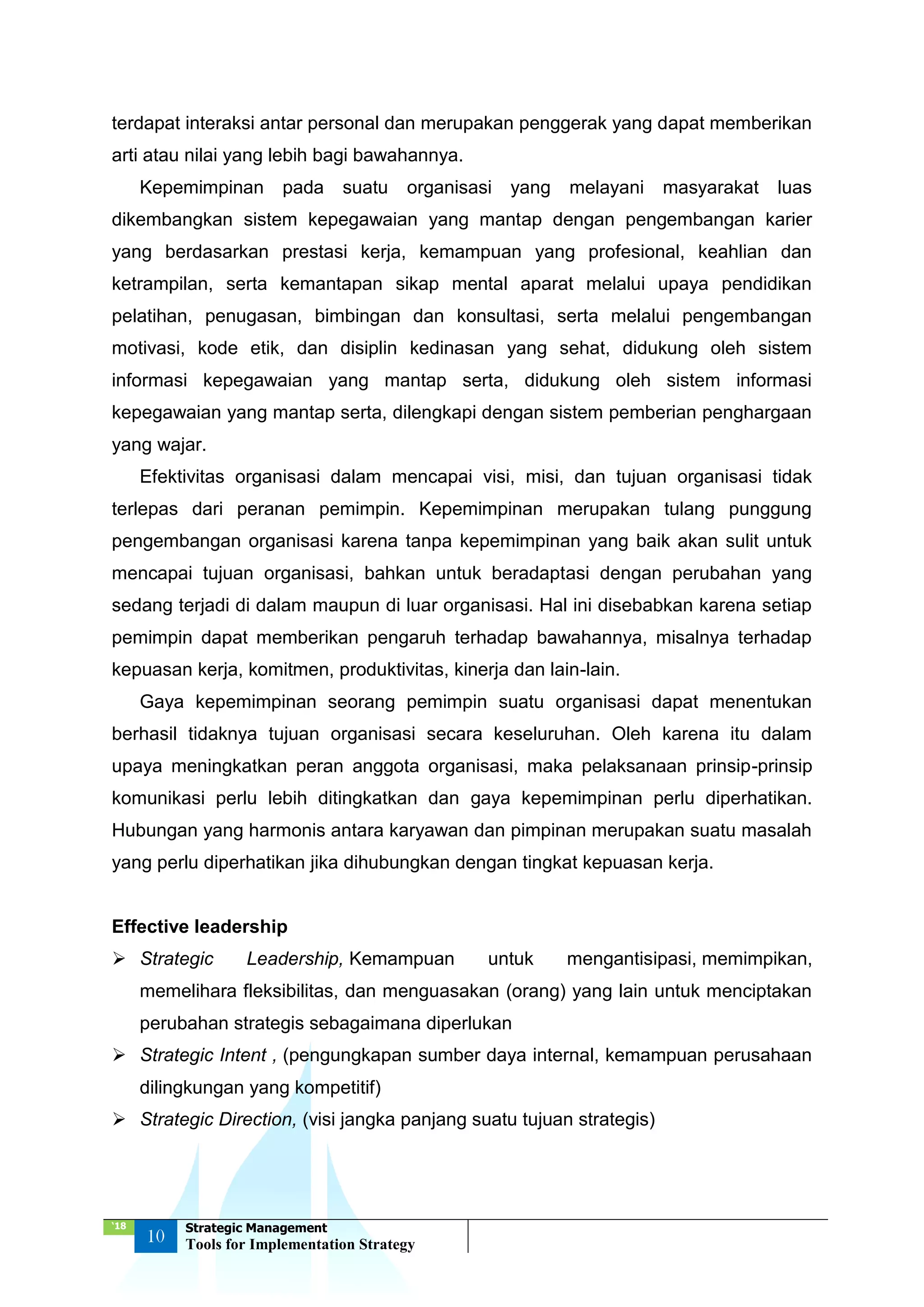 TOOLS FOR IMPLEMENTATION STRATEGY | PDF