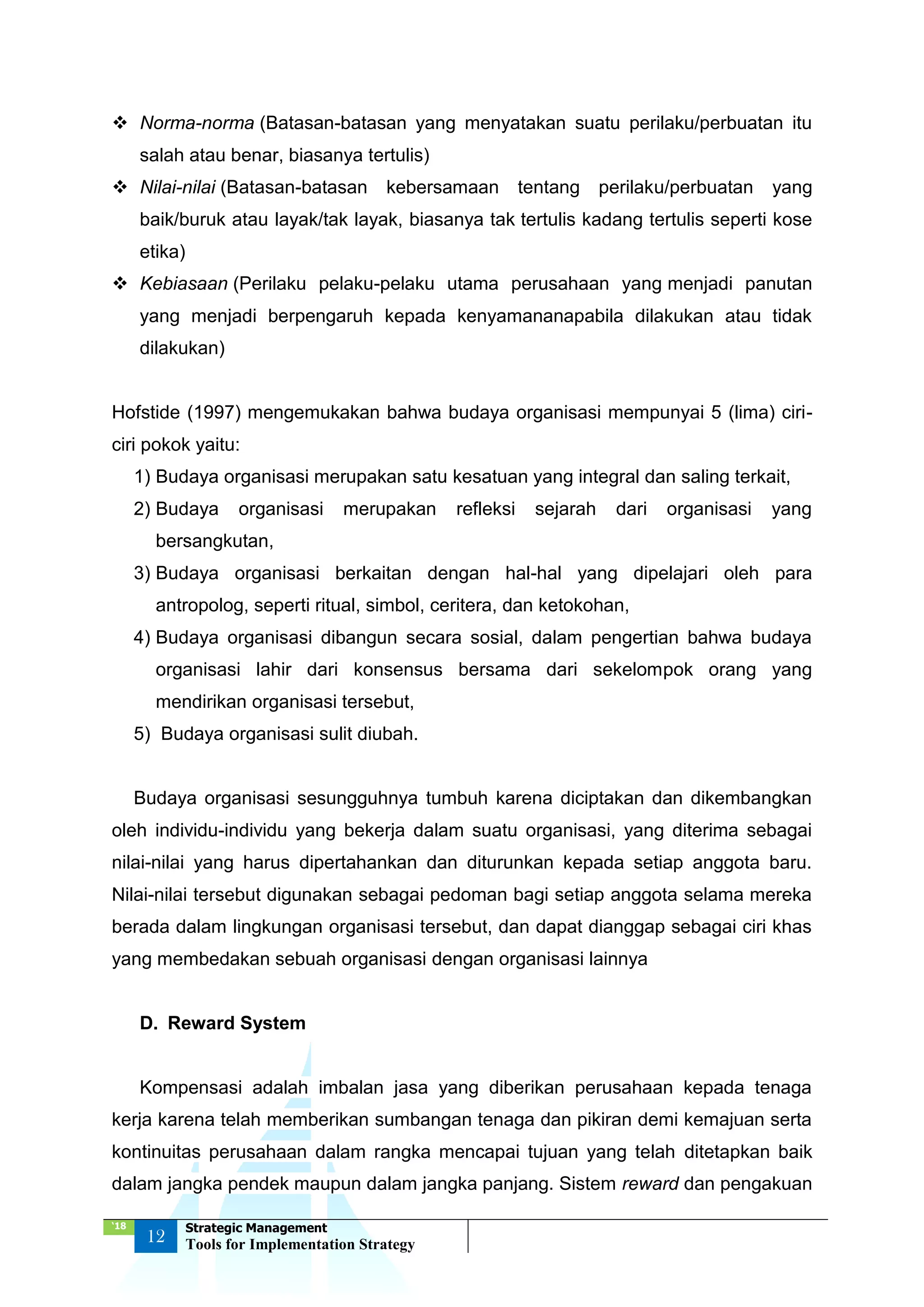 TOOLS FOR IMPLEMENTATION STRATEGY | PDF