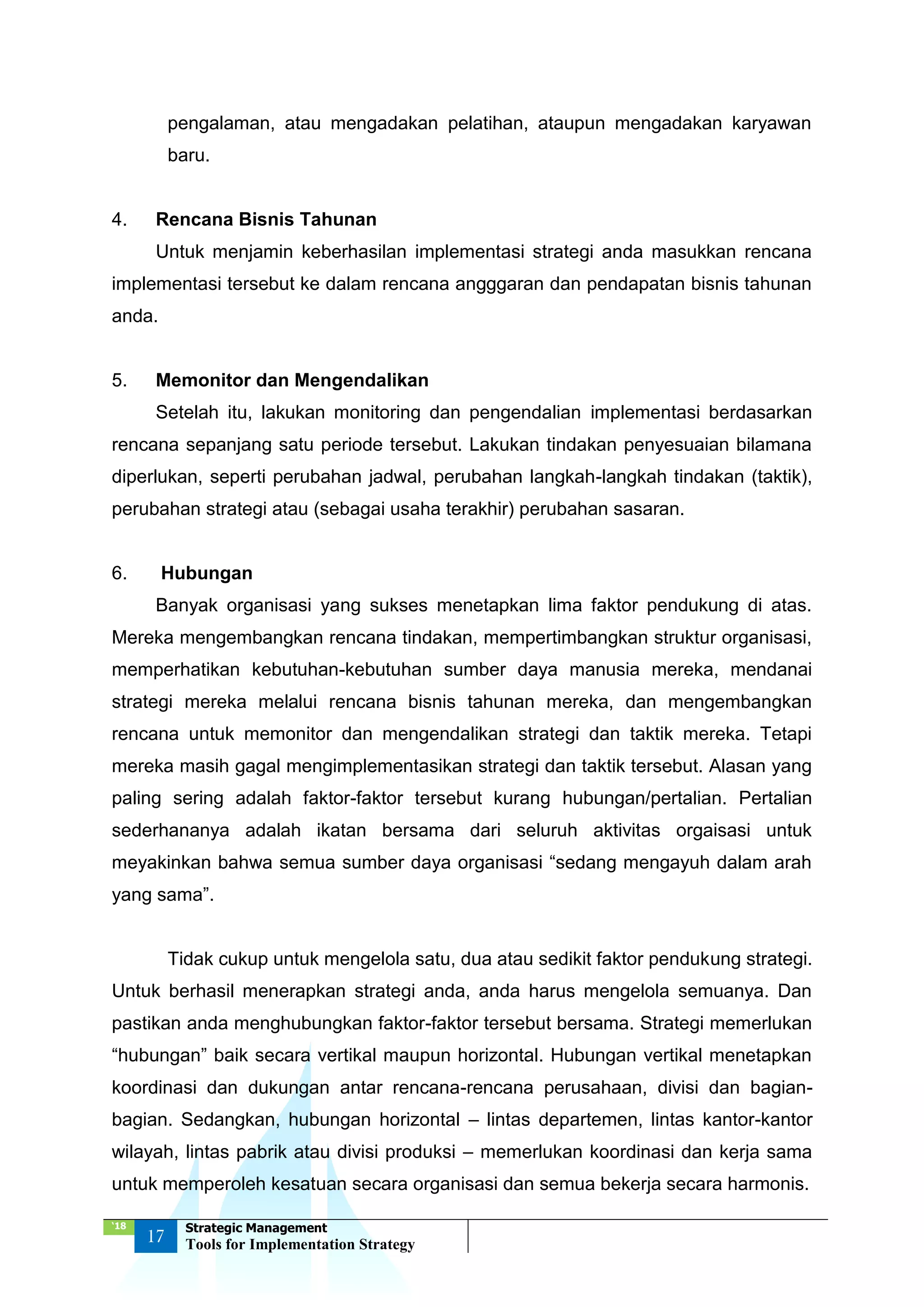 TOOLS FOR IMPLEMENTATION STRATEGY | PDF