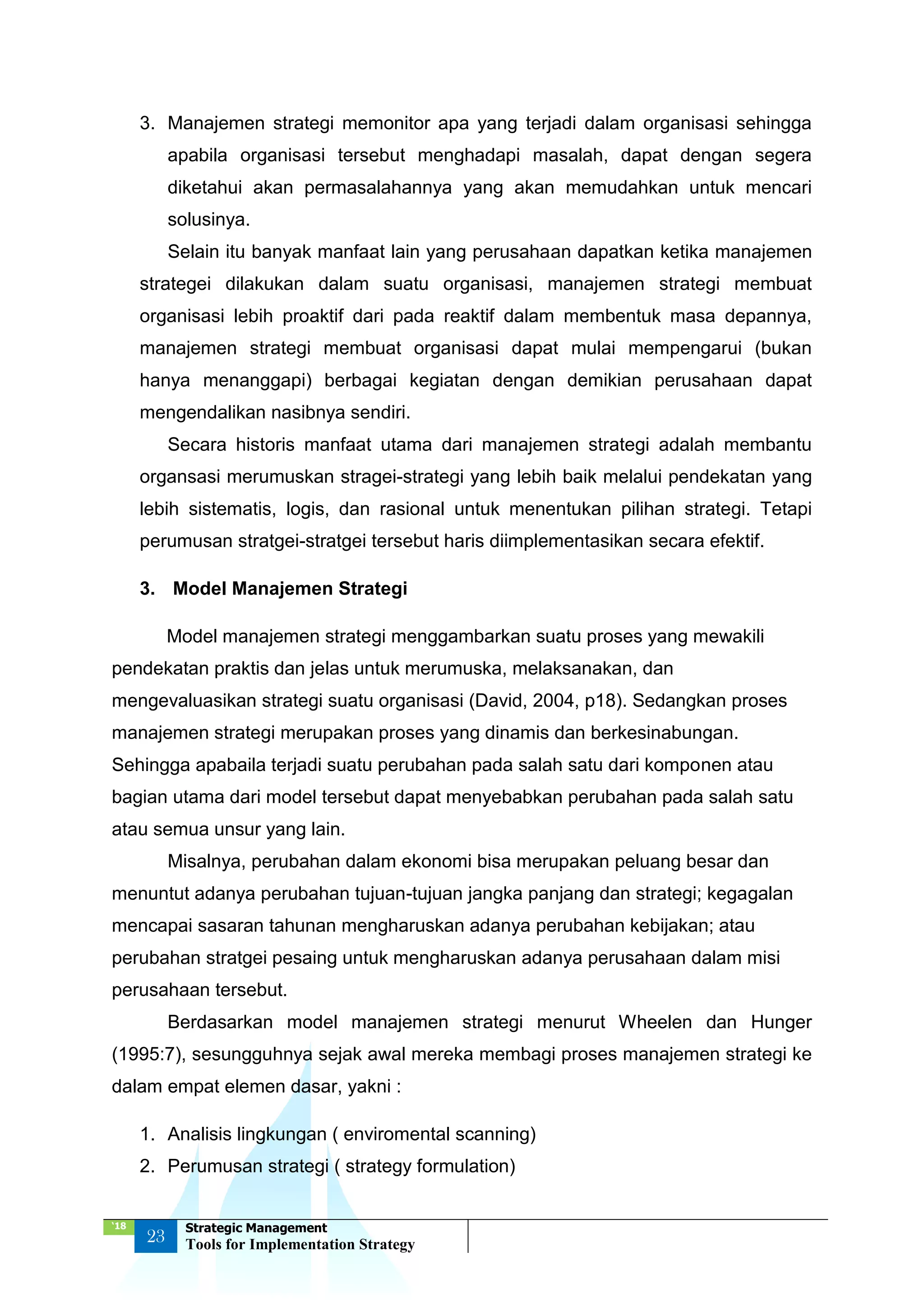 TOOLS FOR IMPLEMENTATION STRATEGY | PDF