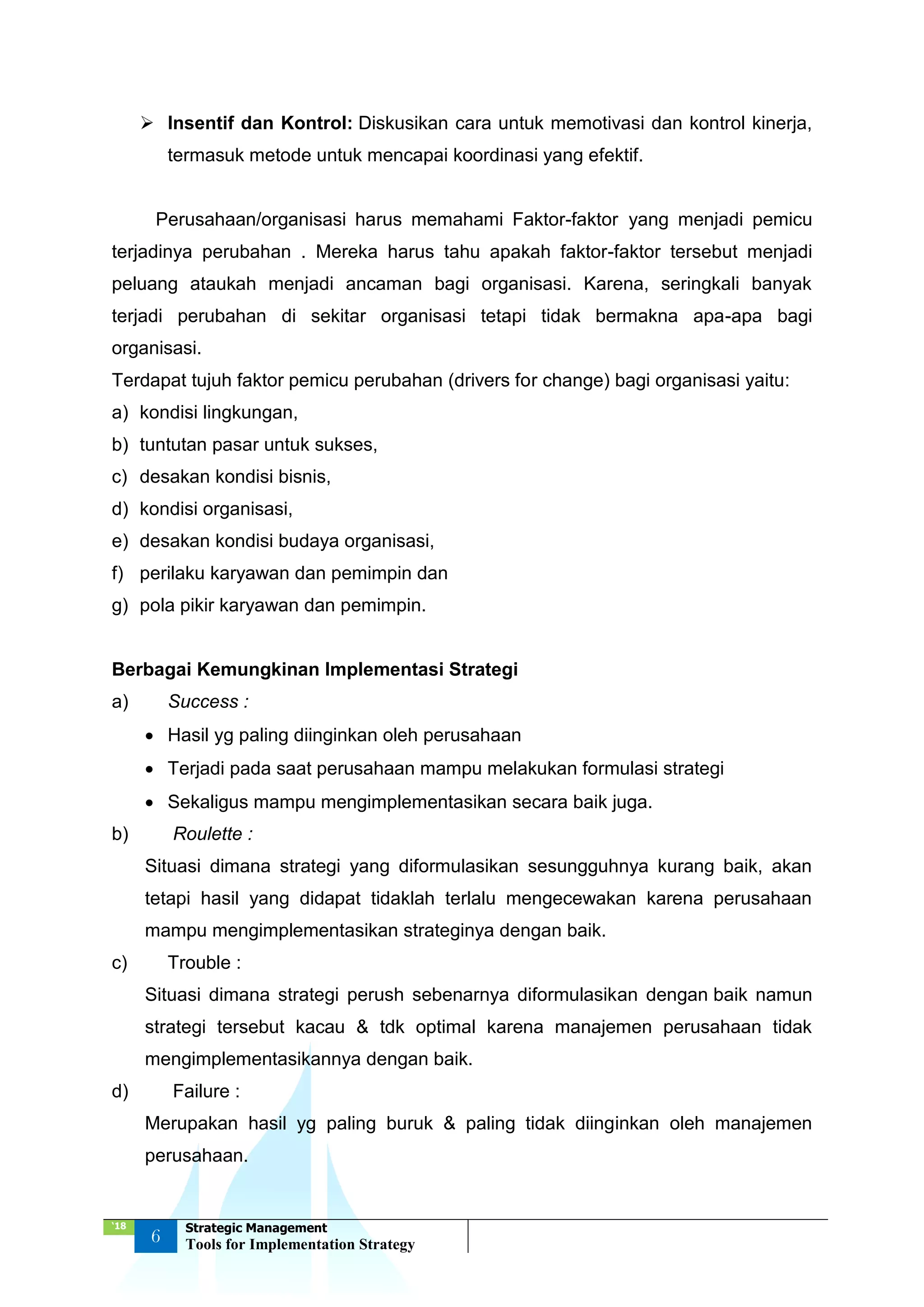 TOOLS FOR IMPLEMENTATION STRATEGY | PDF