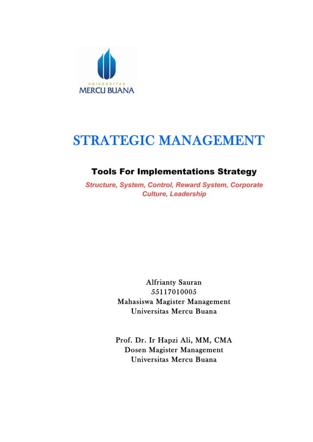 TOOLS FOR IMPLEMENTATION STRATEGY | PDF