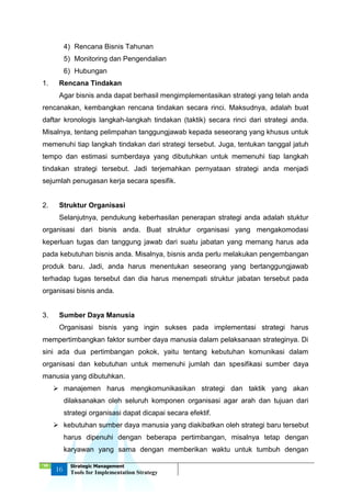 TOOLS FOR IMPLEMENTATION STRATEGY | PDF