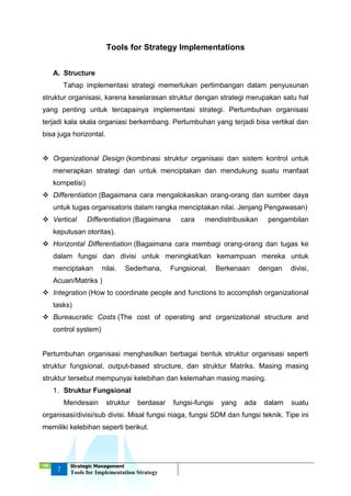 TOOLS FOR IMPLEMENTATION STRATEGY | PDF