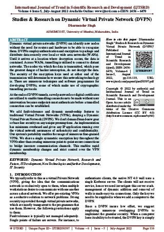 Studies and Research on Dynamic Virtual Private Network DVPN | PDF