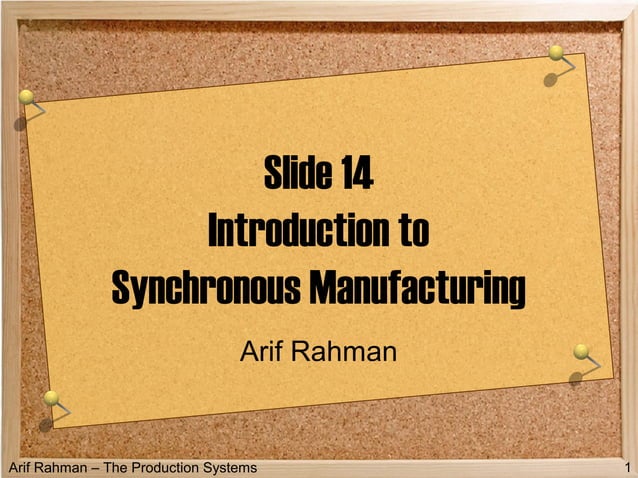 14 synchronous manufacturing | PPT