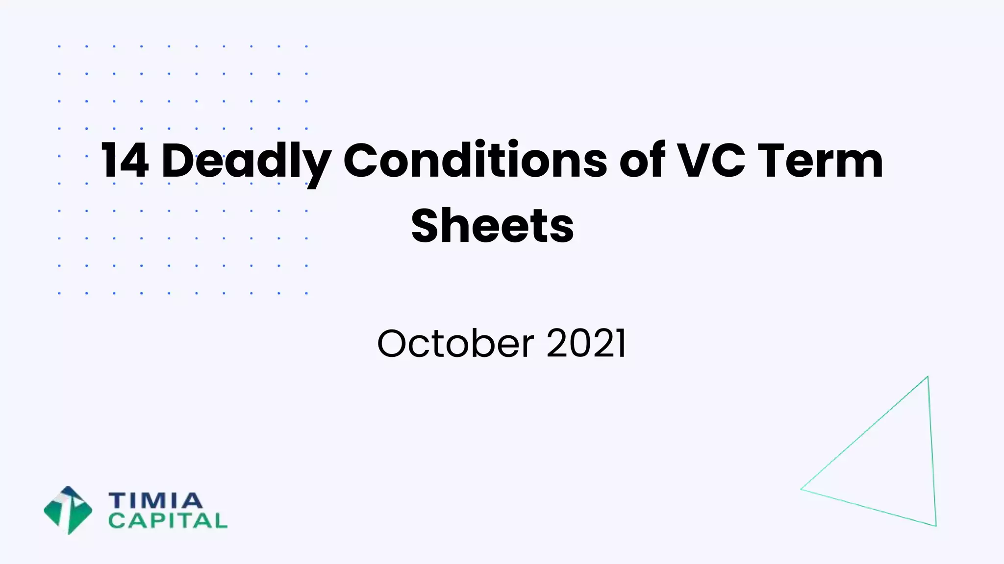 14 Deadly Conditions of VC Term Sheets | PPT