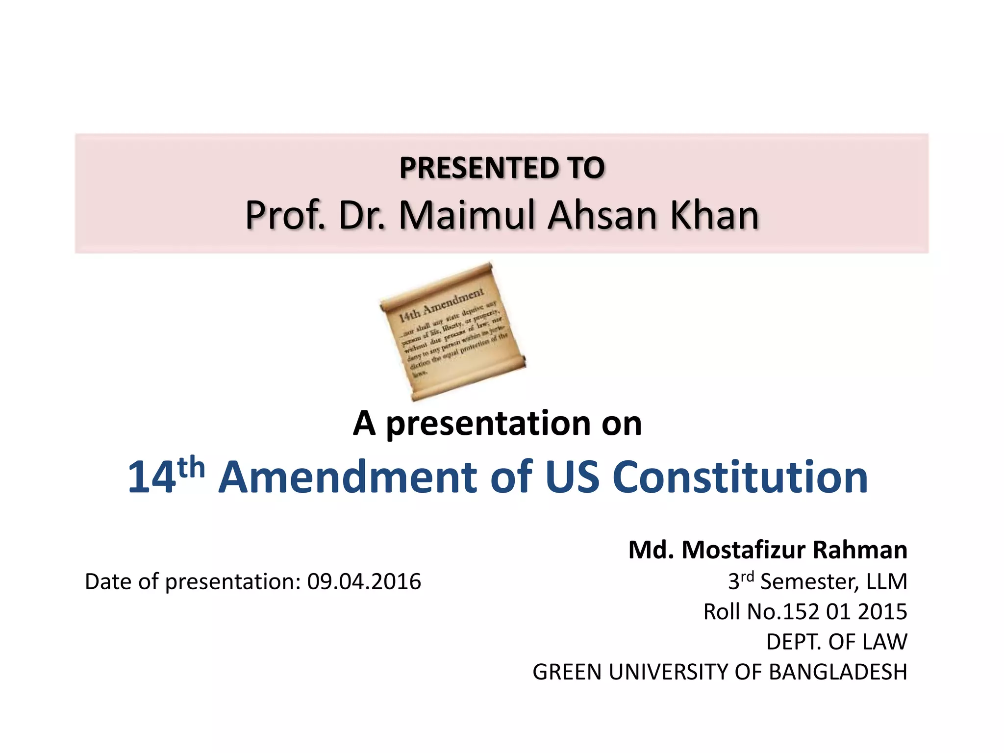 14th Amendment of USA Constitution | PPTX