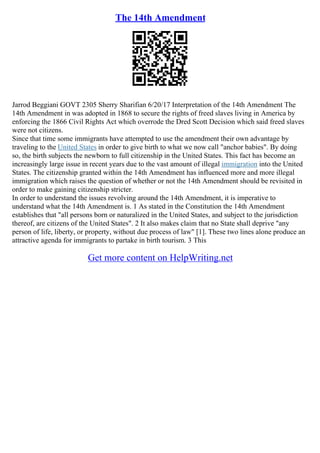 14Th Amendment Essay | PDF