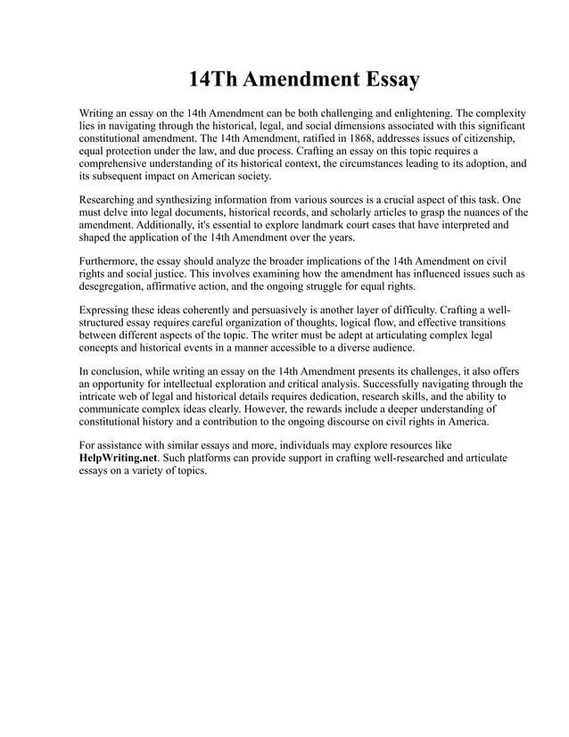 14Th Amendment Essay | PDF