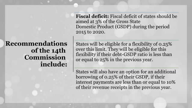 Fourteenth Finance Commission Recommendation | PPT