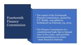 Fourteenth Finance Commission Recommendation | PPTX