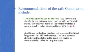Fourteenth Finance Commission Recommendation | PPTX