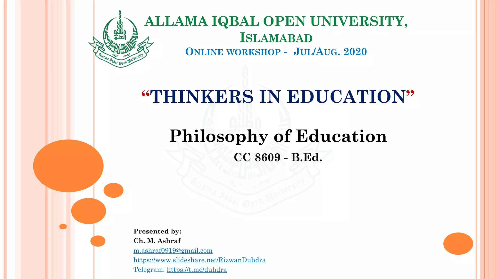 “THINKERS IN EDUCATION” in Philosophy of Education | PDF