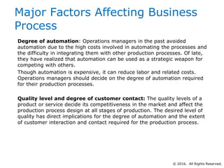 Factors influencing Process Design and Process Analysis | PDF