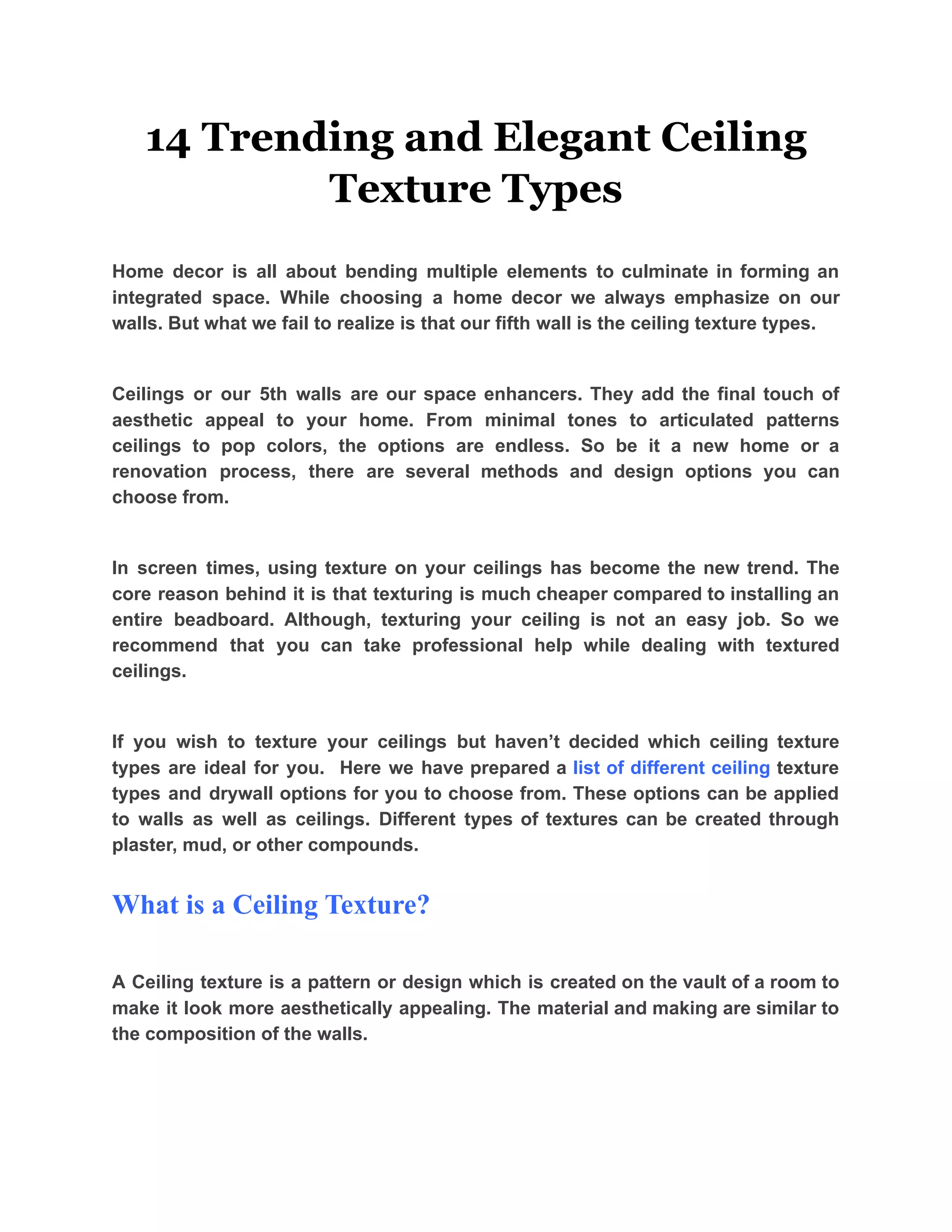 14 trending and elegant ceiling texture types | PDF