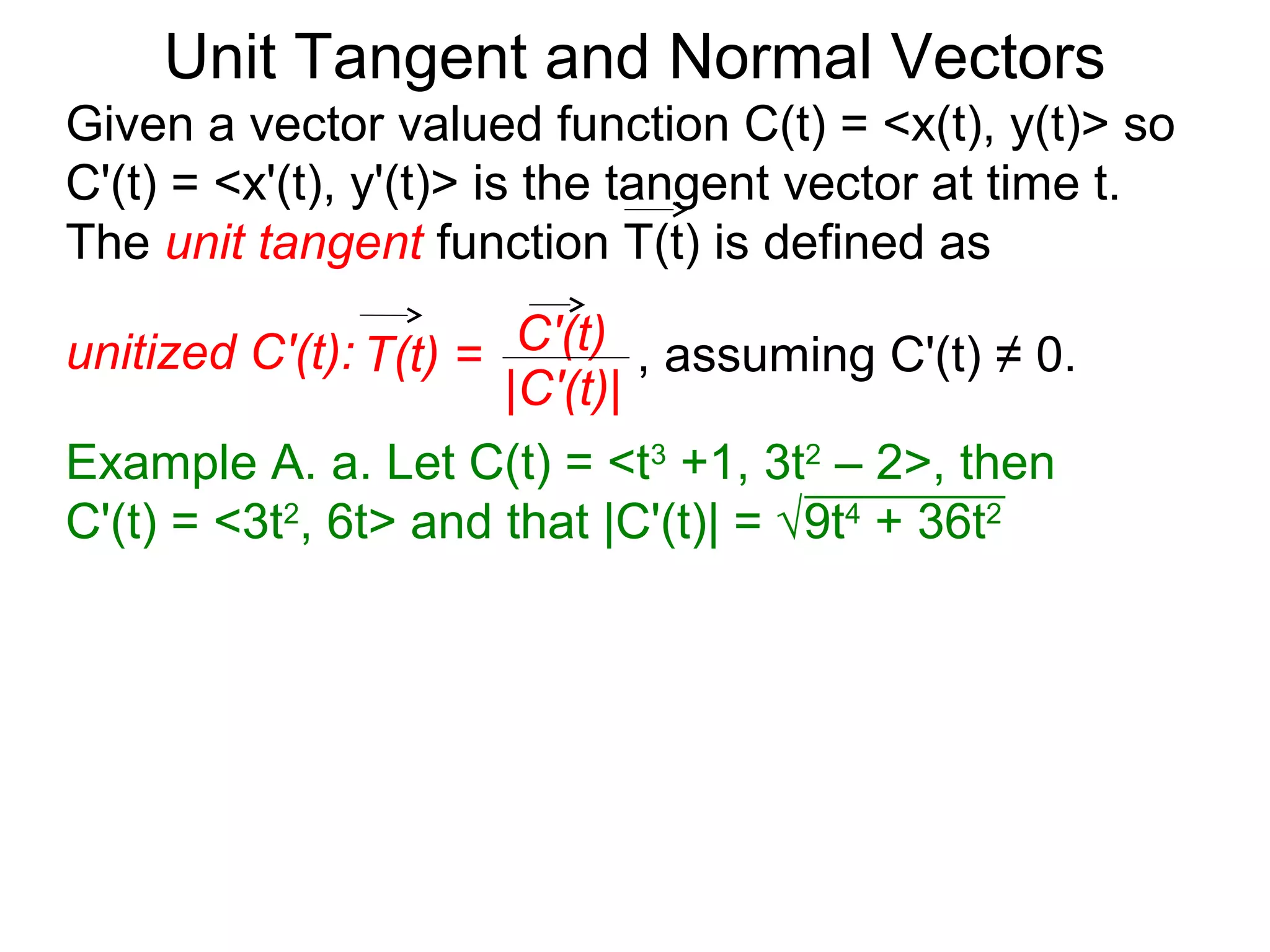 14 unit tangent and normal vectors | PPT
