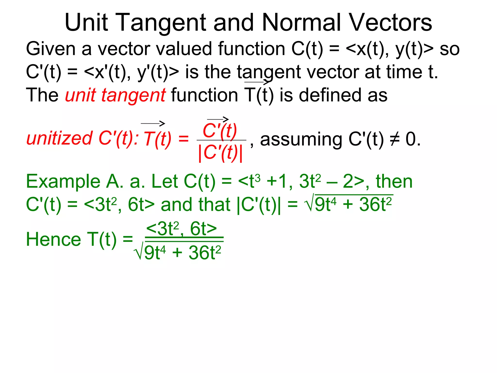 14 unit tangent and normal vectors | PPT