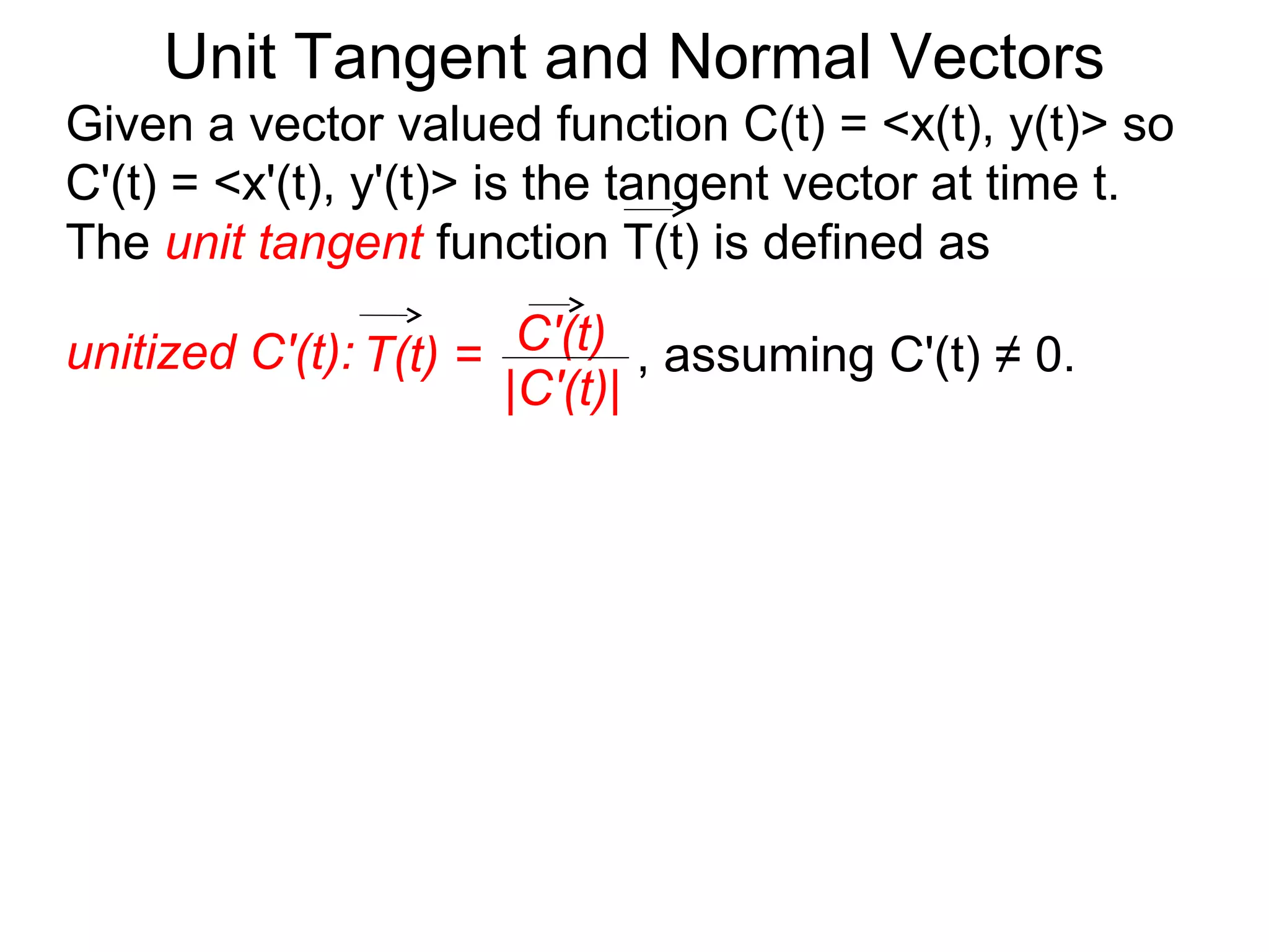 14 unit tangent and normal vectors | PPT