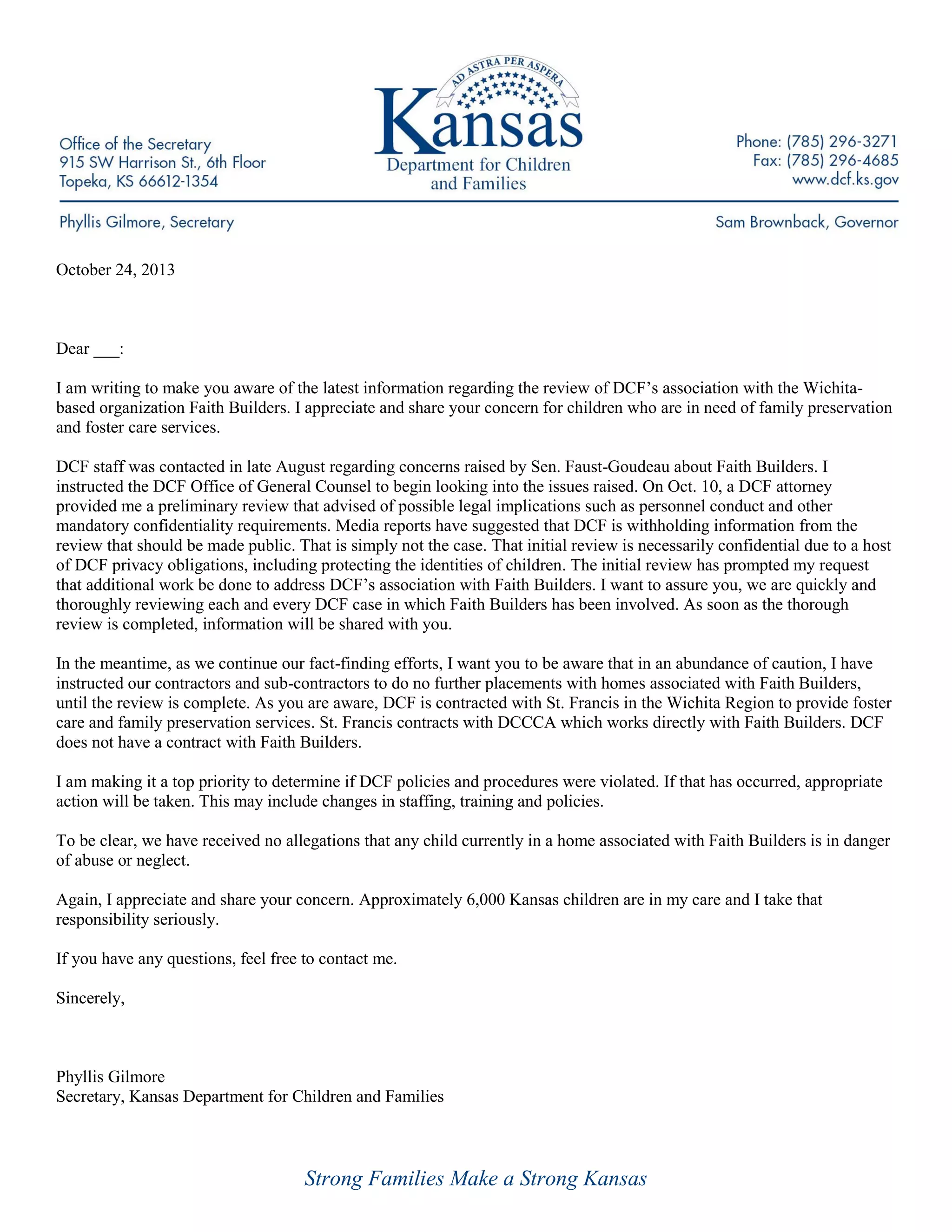 Letter From DCF | PDF