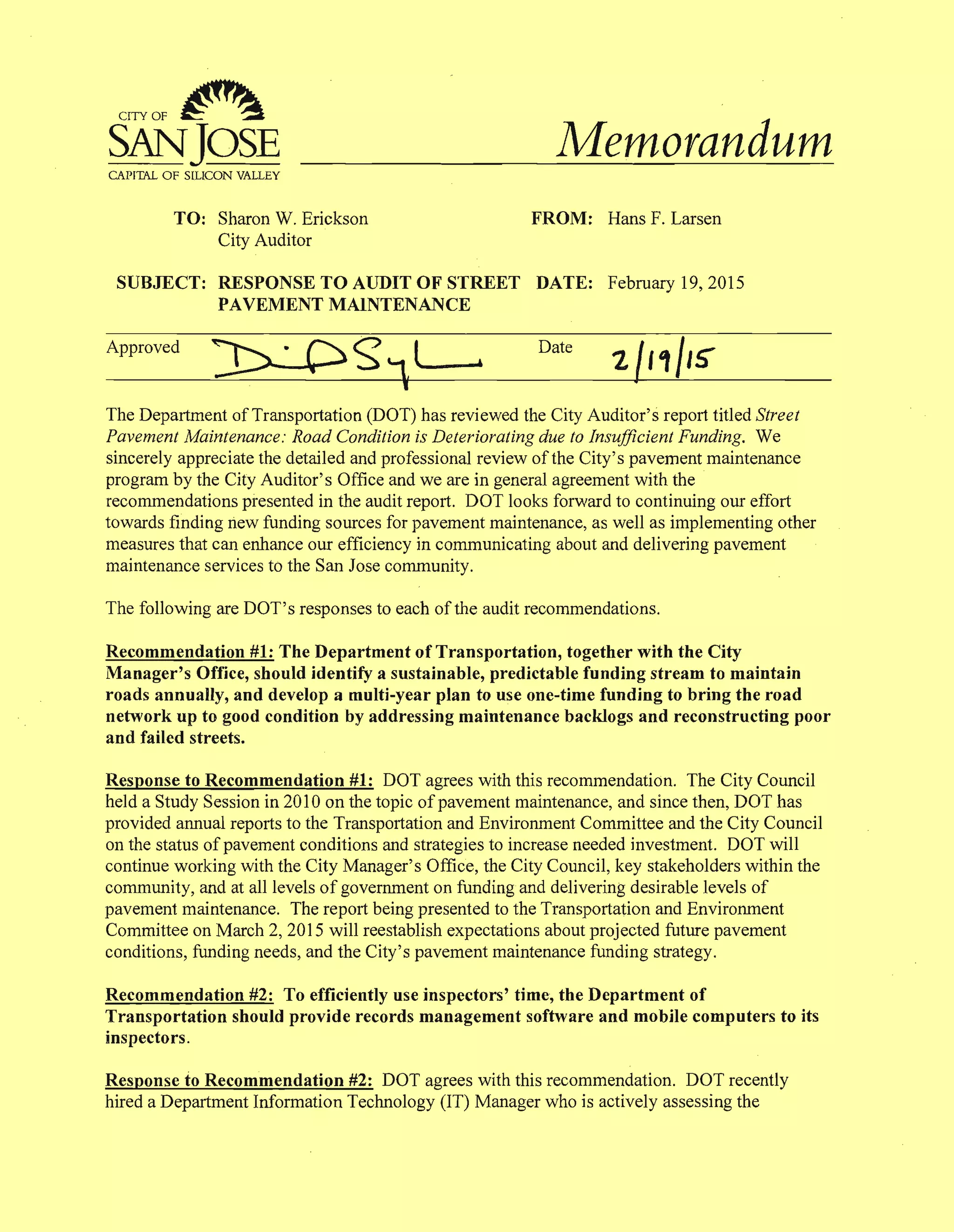 Audit of Street Pavement Maintenance | PDF