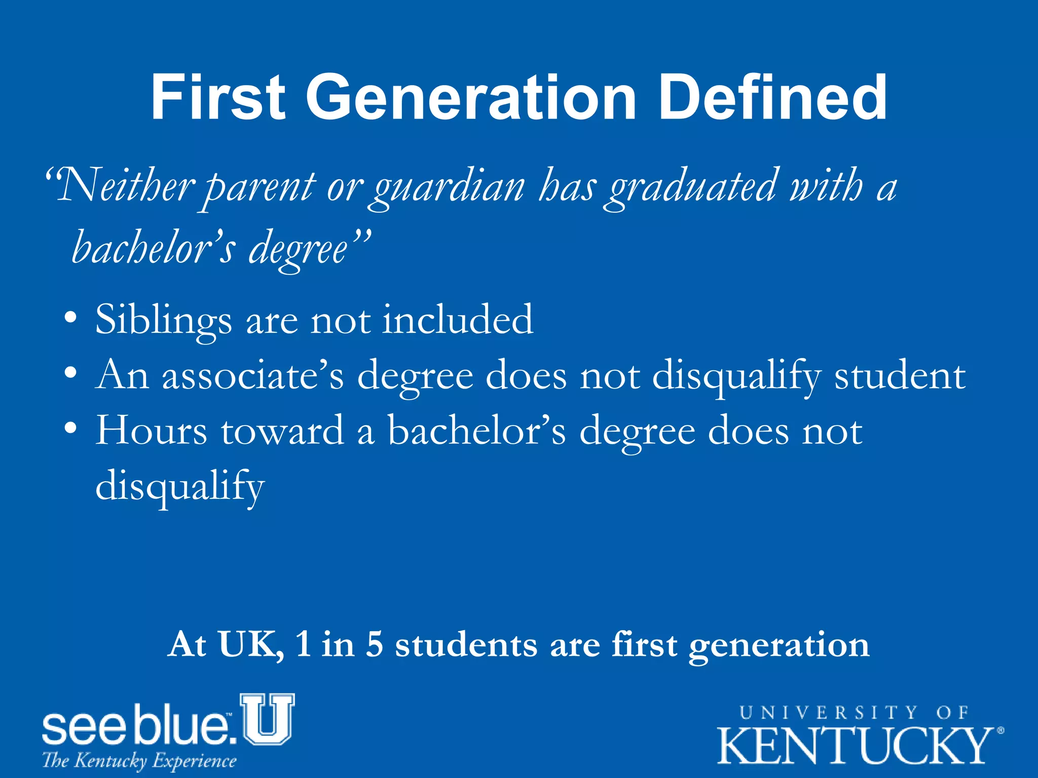 "see blue." U 2015 | First Generation | PPT