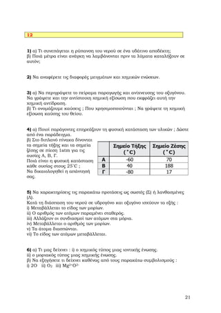 Χημεία Β' Γυμνασίου (15 διαγωνίσματα) | PDF
