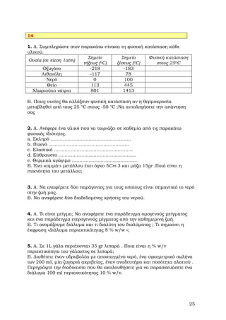 Χημεία Β' Γυμνασίου (15 διαγωνίσματα) | PDF