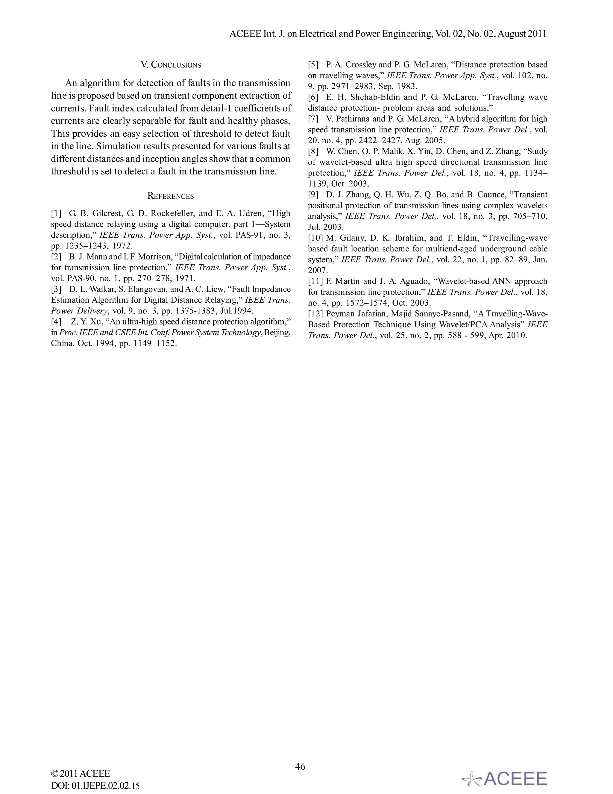 Detection of Transmission Line Faults by Wavelet Based Transient Extraction | PDF