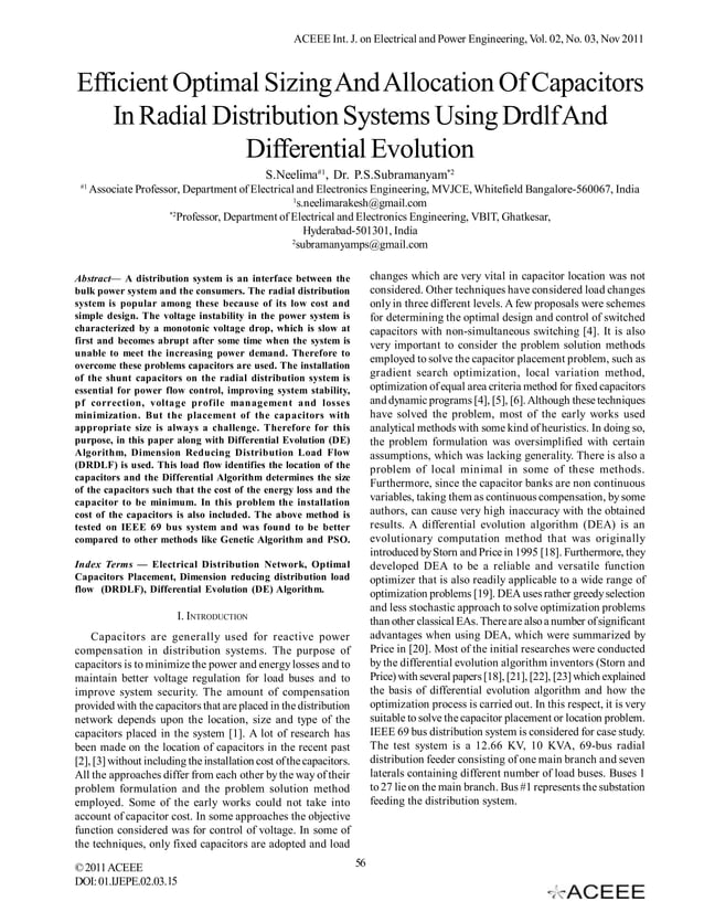 Efficient Optimal Sizing And Allocation Of Capacitors In Radial Distribution Systems Using Drdlf ...