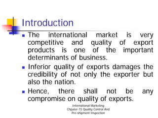 Quality Control and Preshipment Inspection | PDF