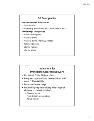 obstetric emergencies | PDF | Pregnancy | Reproductive Health