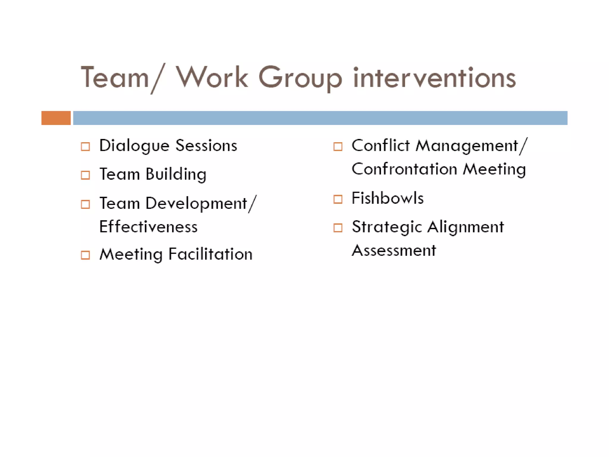 Team work group - OD interventions - Organizational Change and ...