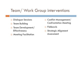 Team work group - OD interventions - Organizational Change and ...