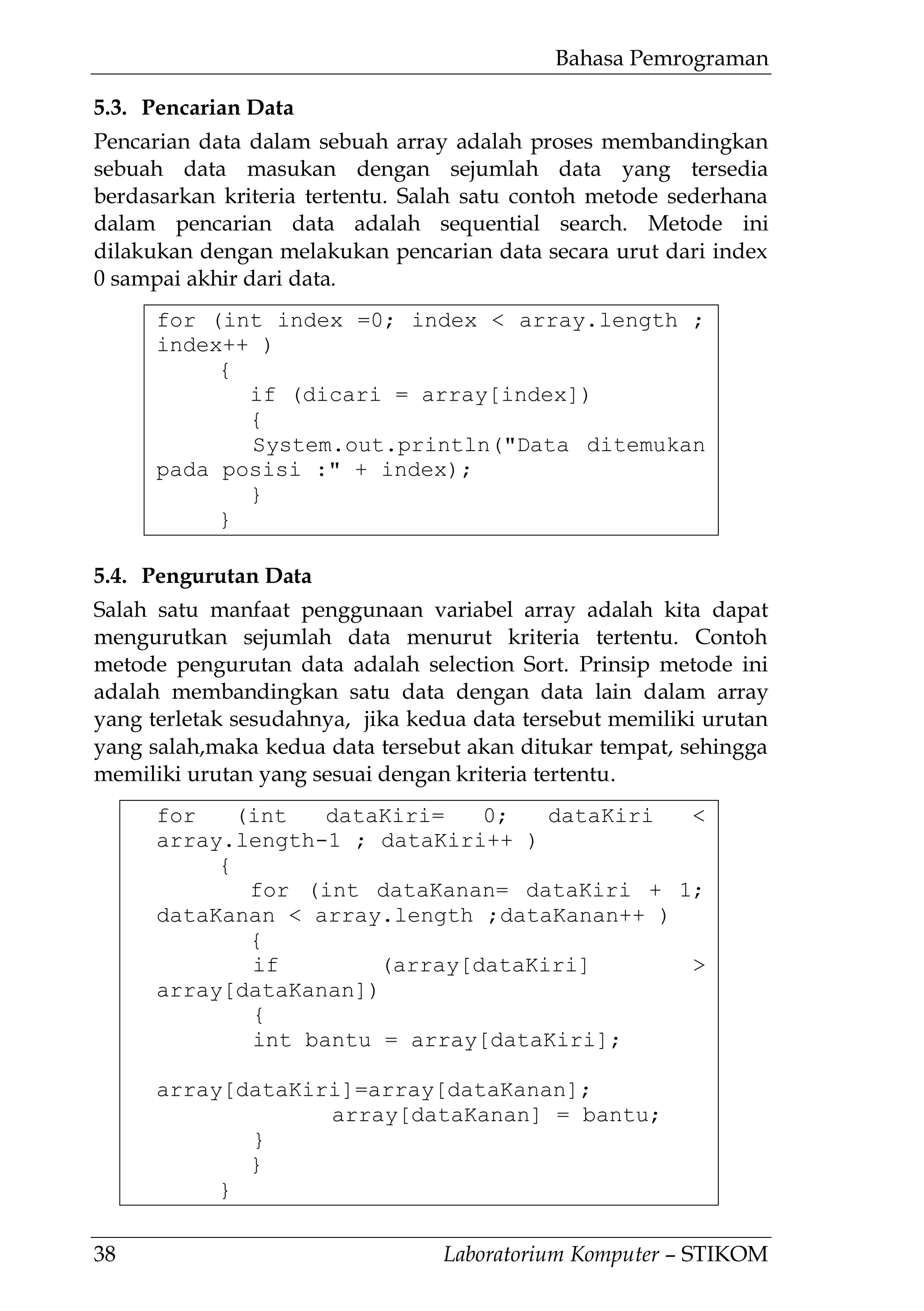 15. modul bahasa pemrograman (java) | PDF
