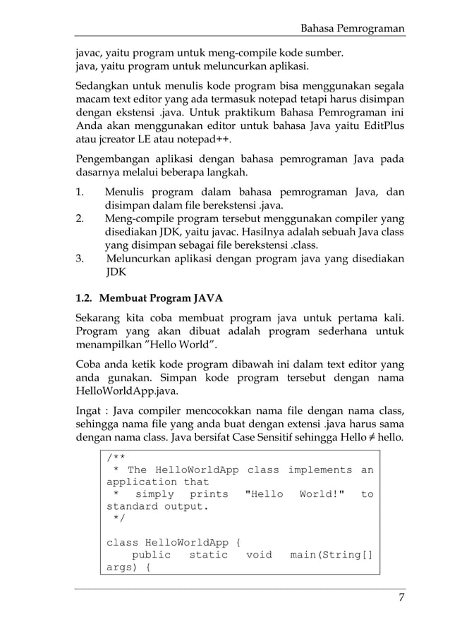15. modul bahasa pemrograman (java) | PDF
