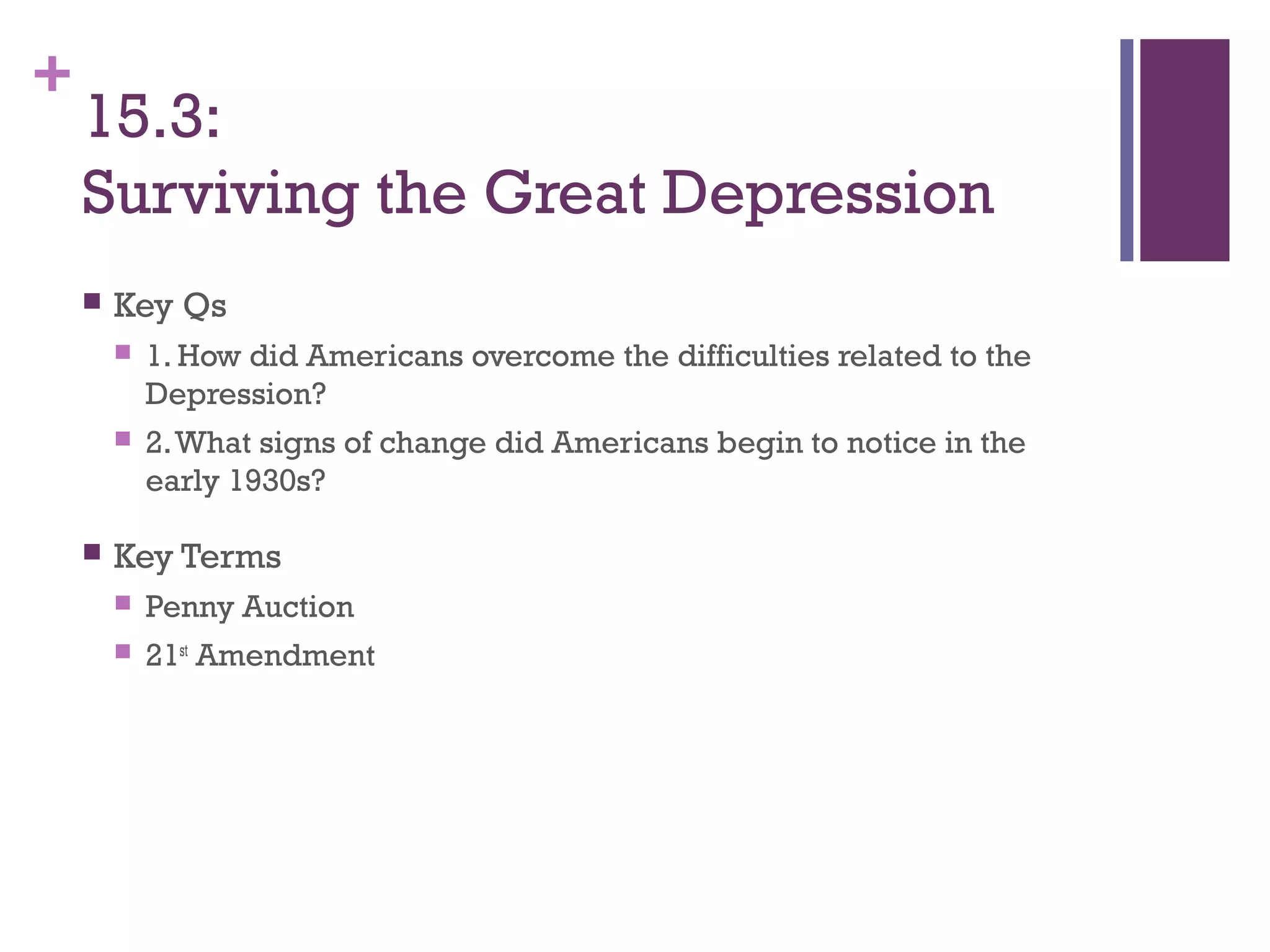Surviving the Great Depression | PPT