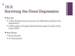 Surviving the Great Depression | PPT