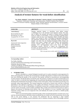 Analysis of texture features for wood defect classification | PDF