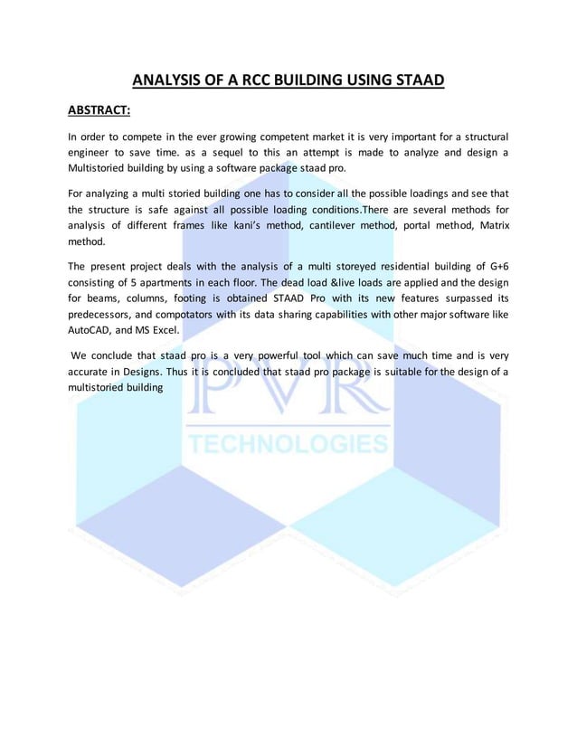 analysis of a r c c building using staad | PDF