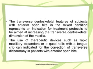 transverse dentoskeletal features of anterior open bite in the mixed ...