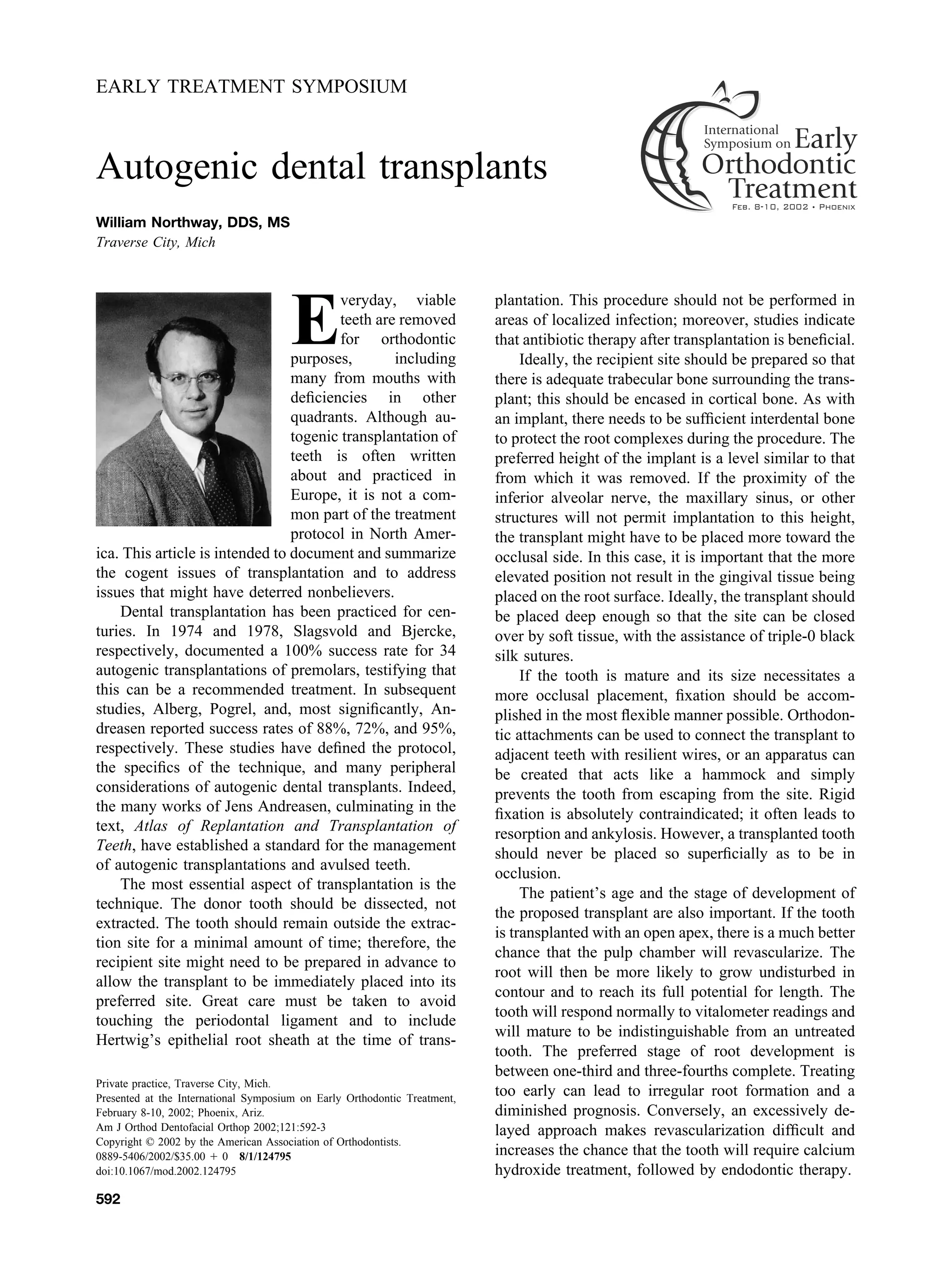 early orthodonatic treatment - autogenic dental transplants | PDF ...