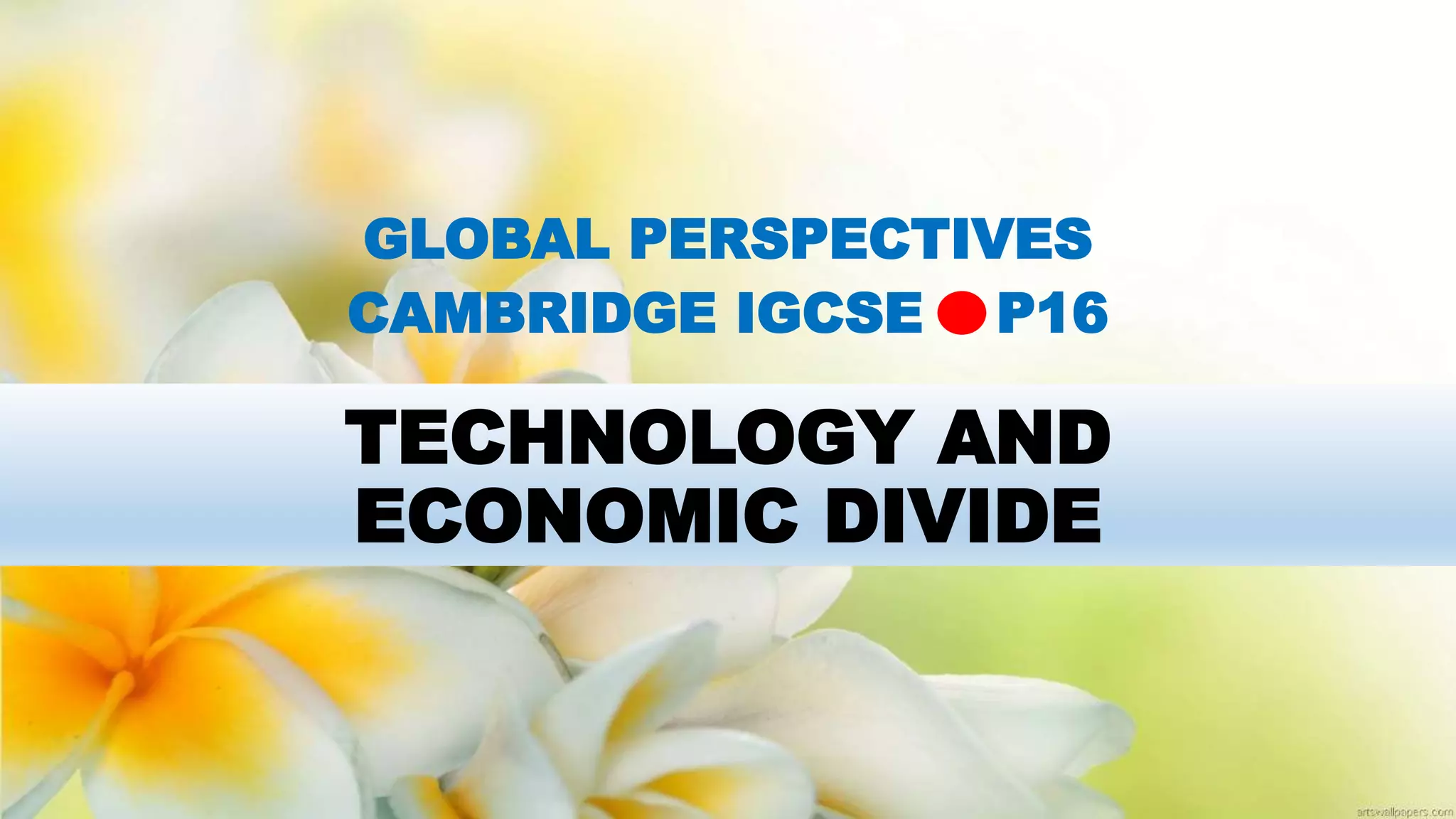 GLOBAL PERSPECTIVE CAMBRIDGE IGCSE: TECHNOLOGY AND ECONOMIC DIVIDE | PPTX