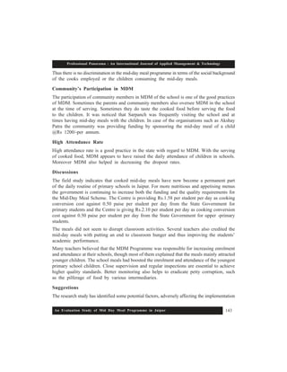 An Evaluation Study of Mid Day Meal Program | PDF | Educational Assessment | Education