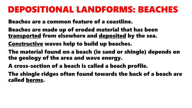 GEOGRAPHY IGCSE: COASTAL LANDFORMS | PPTX | Beach Travel | Travel Type
