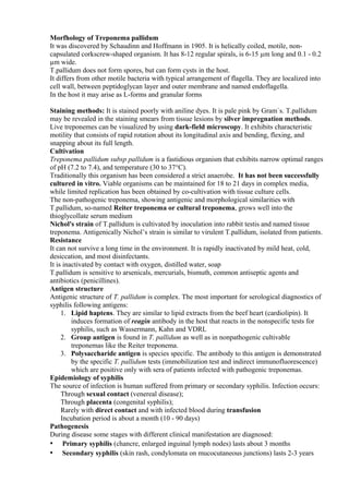 Spirochetes. Treponema. Laboratory diagnostics of Syphilis | PDF