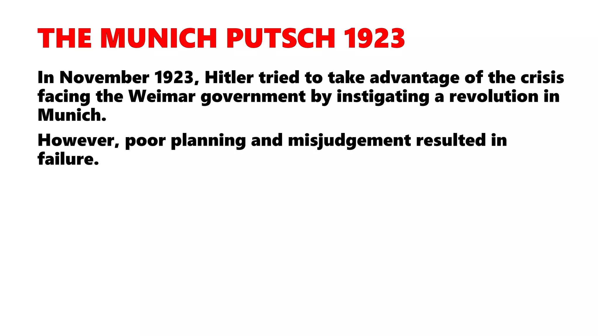 HISTORY YEAR 10: THE MUNICH PUTSCH | PPTX